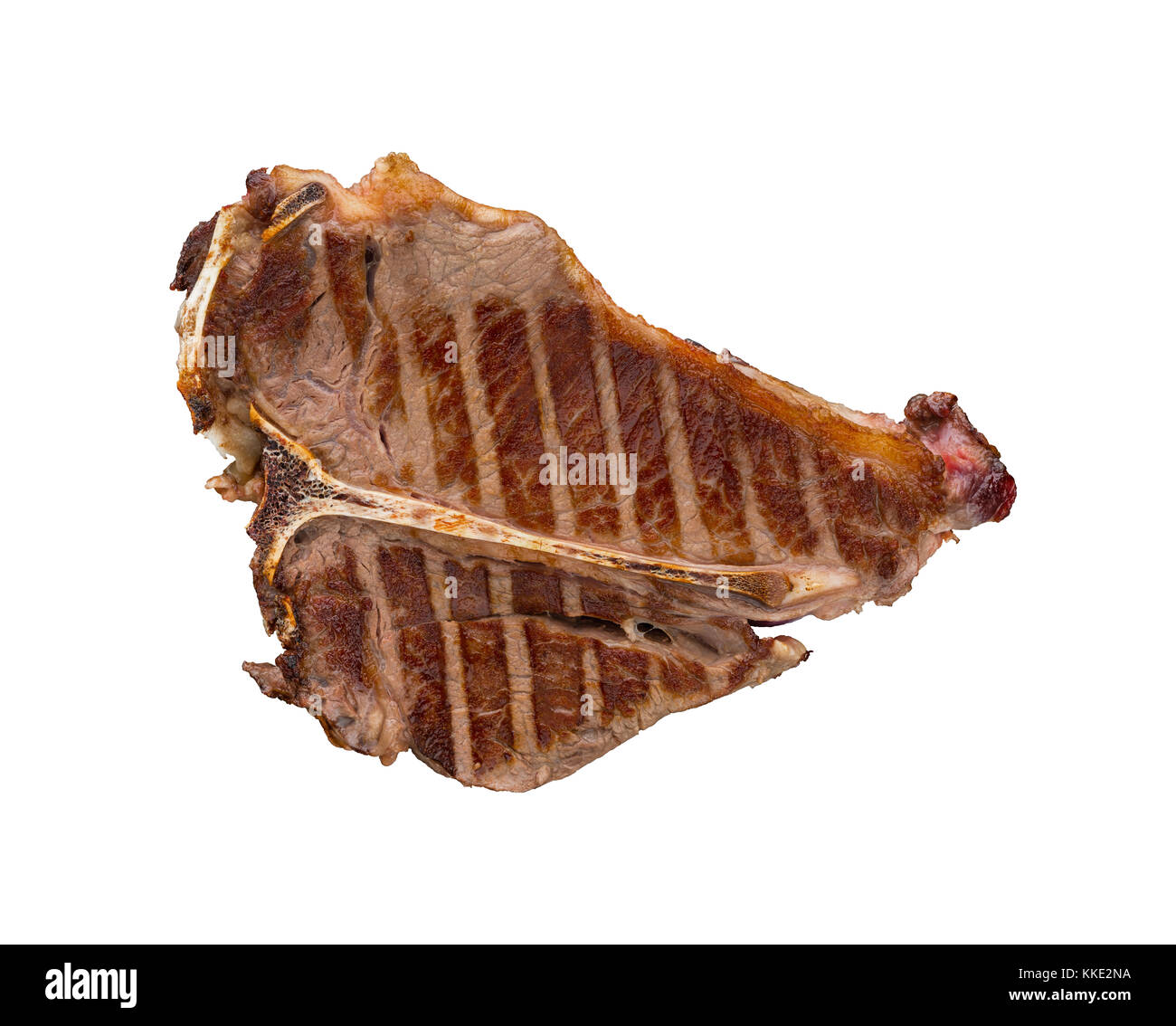 grilled beef on white background close-up. the view from the top Stock ...