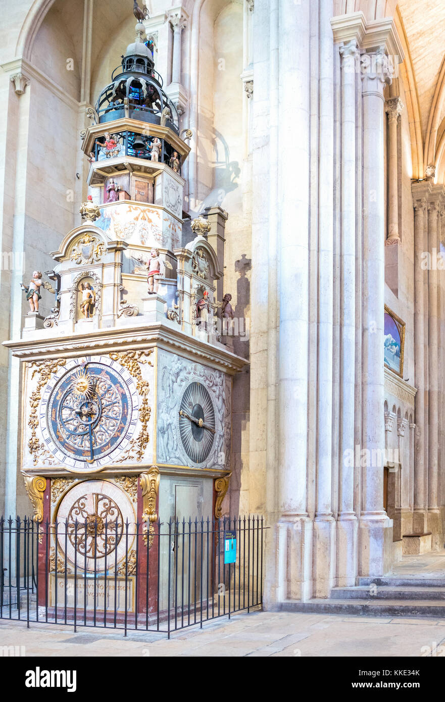 Lyon, France - December 8, 2016: The astronimic clock inside the St ...
