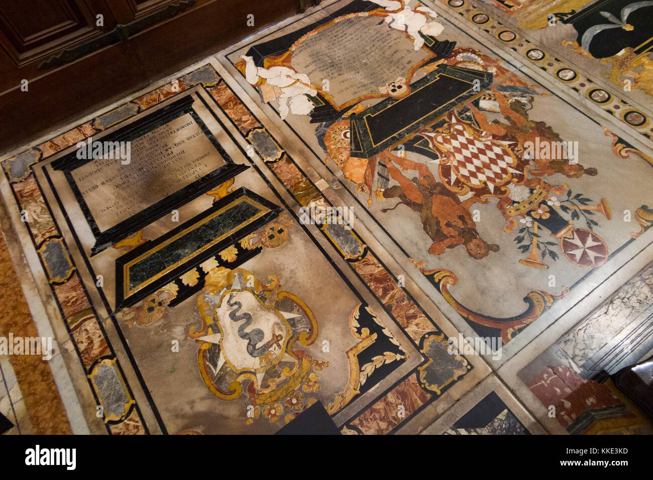 Floor of the nave comprising of many inlaid tombstone / tombstones ...