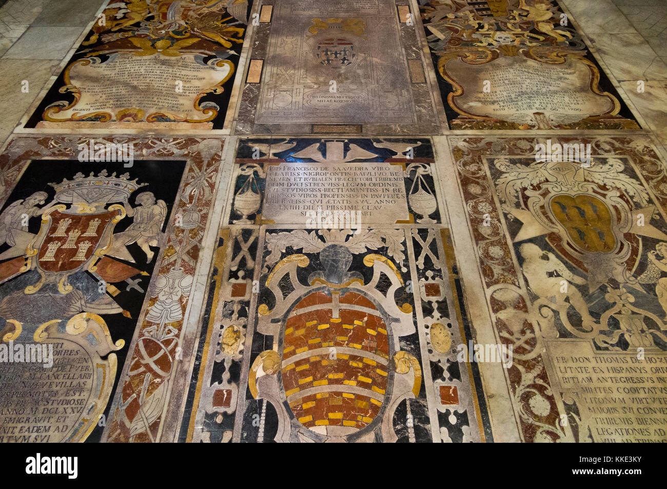 Floor of the nave comprising of many inlaid tombstone / tombstones ...