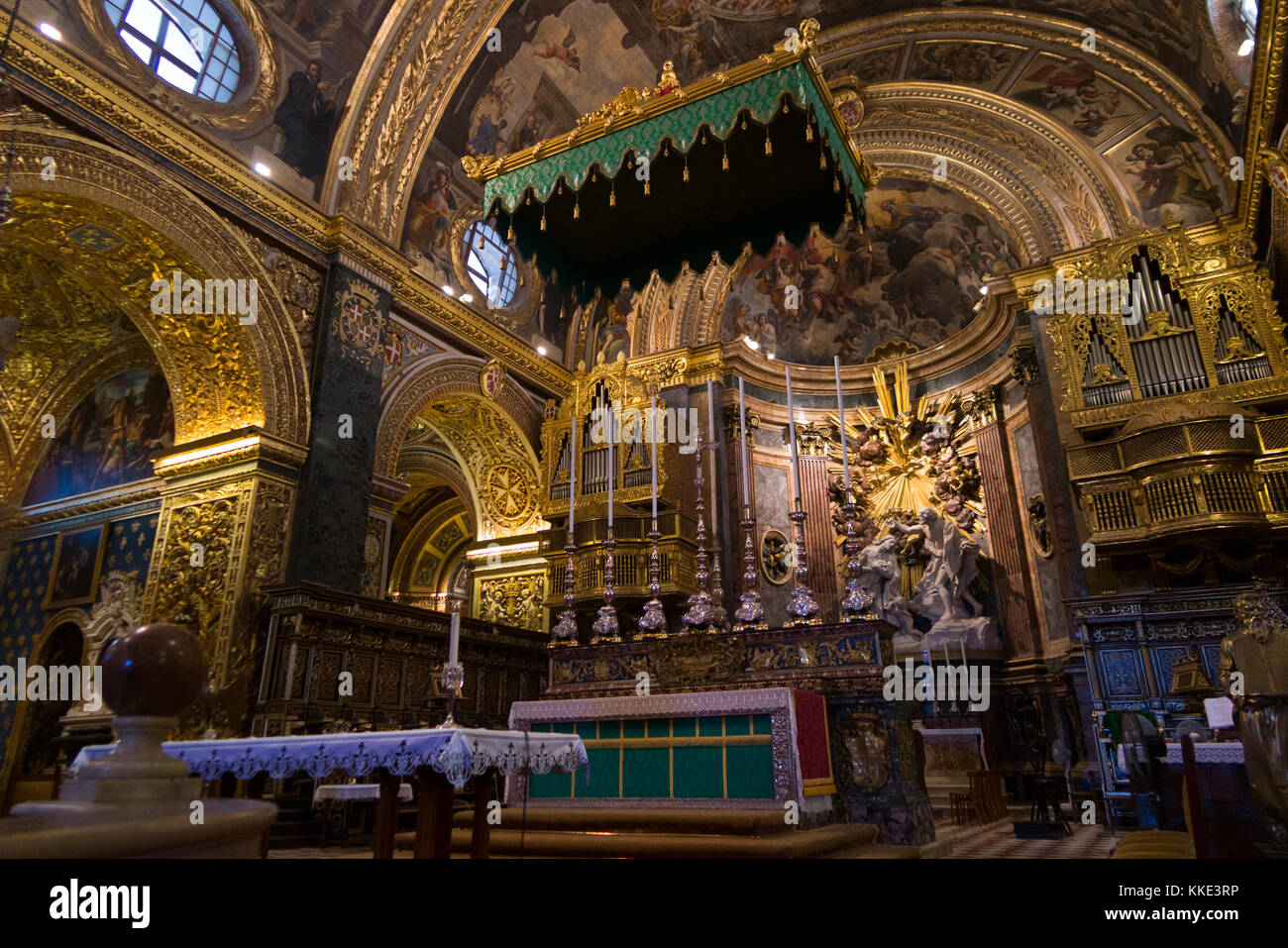 Altar and altar canopy within the nave / interior inside of St John's ...