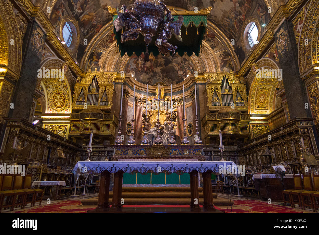 Altar and altar canopy within the nave / interior inside of St John's ...