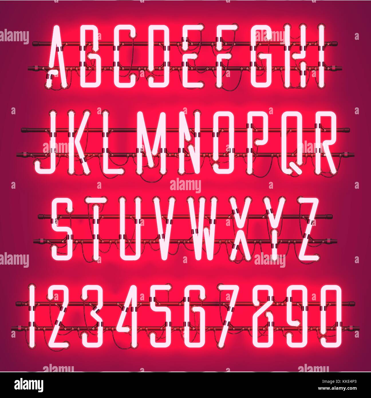 Glowing Red Neon Casual Script Font Stock Vector Image & Art - Alamy