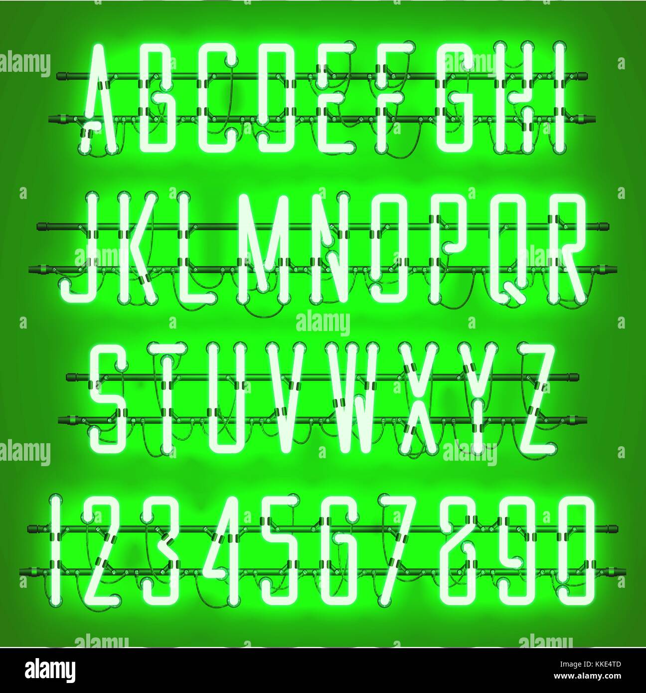 Glowing Green Neon Casual Script Font Stock Vector Image & Art - Alamy