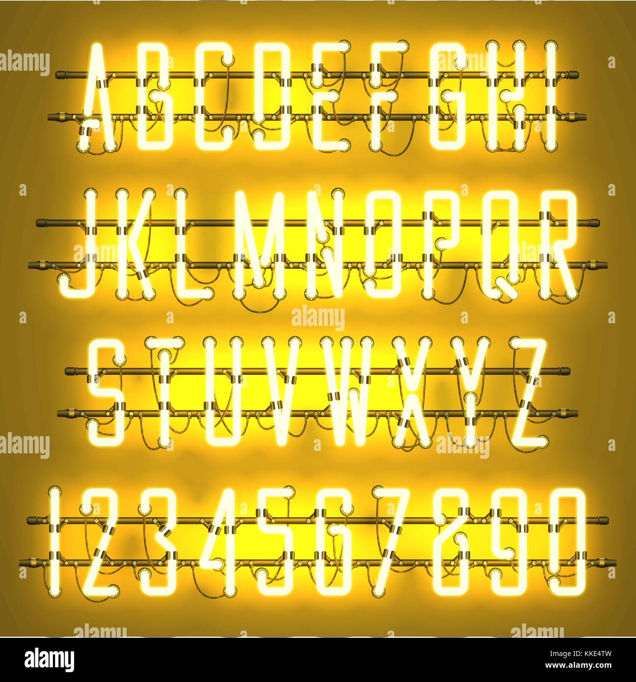 Glowing Yellow Neon Casual Script Font Stock Vector Image & Art - Alamy