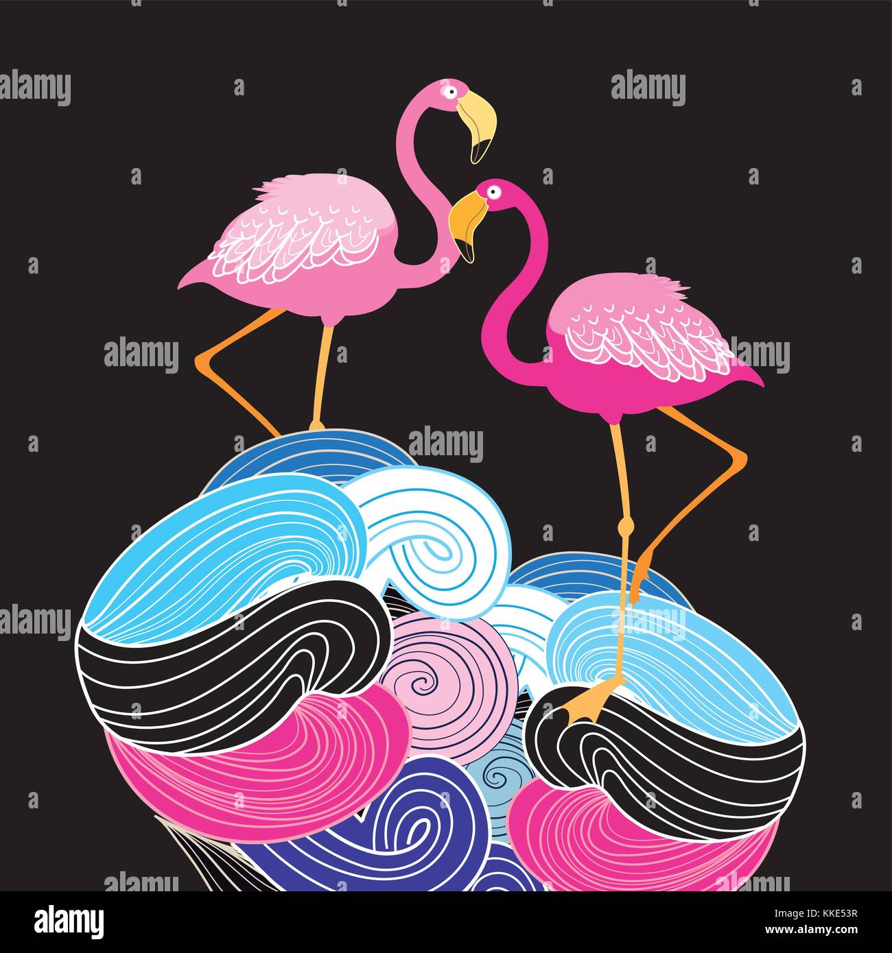 Pink flamingos on an abstract background Stock Vector Image & Art - Alamy
