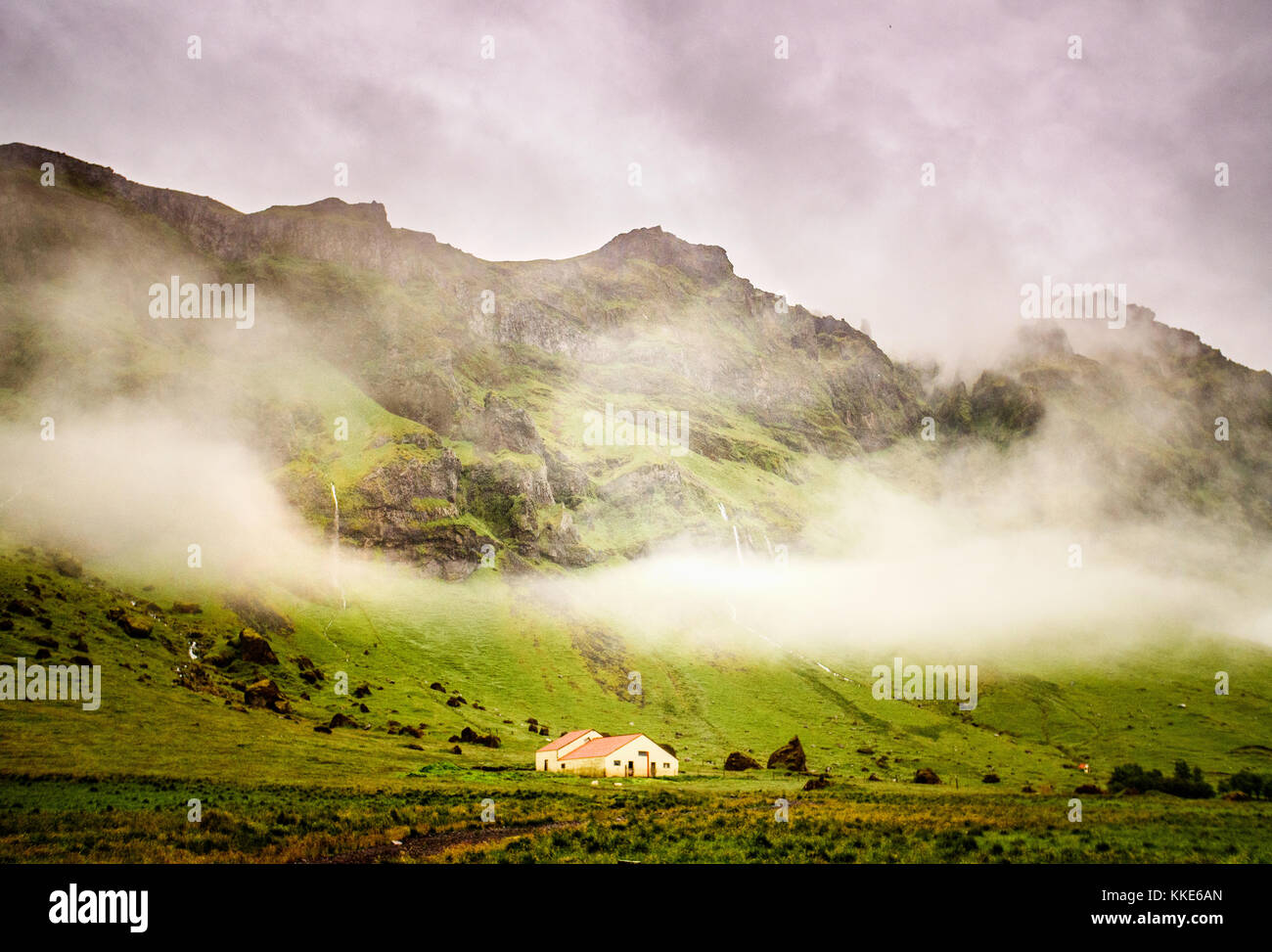 Foggy morning in South Iceland Stock Photo - Alamy