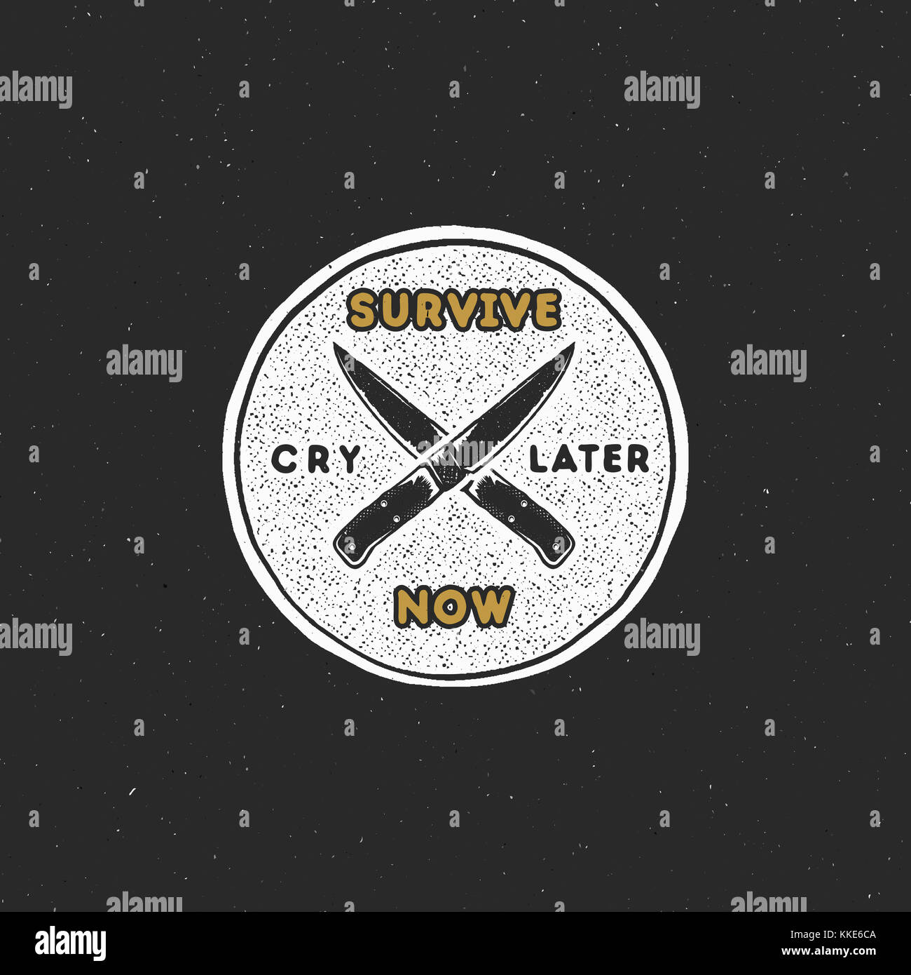 Vintage hand drawn survival badge and emblem. Hiking label. Outdoor ...