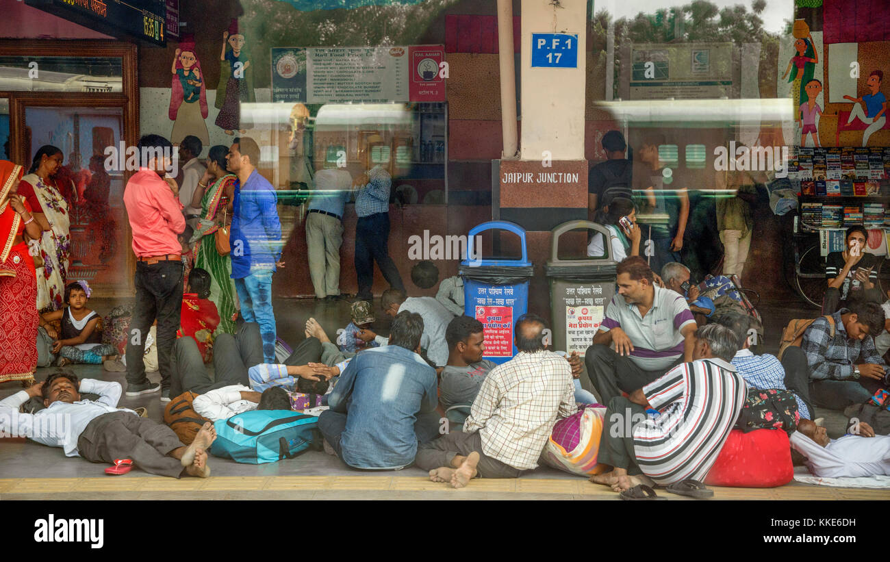 Passengers wait for their train at the Jaipur Junction station, Jaipur ...