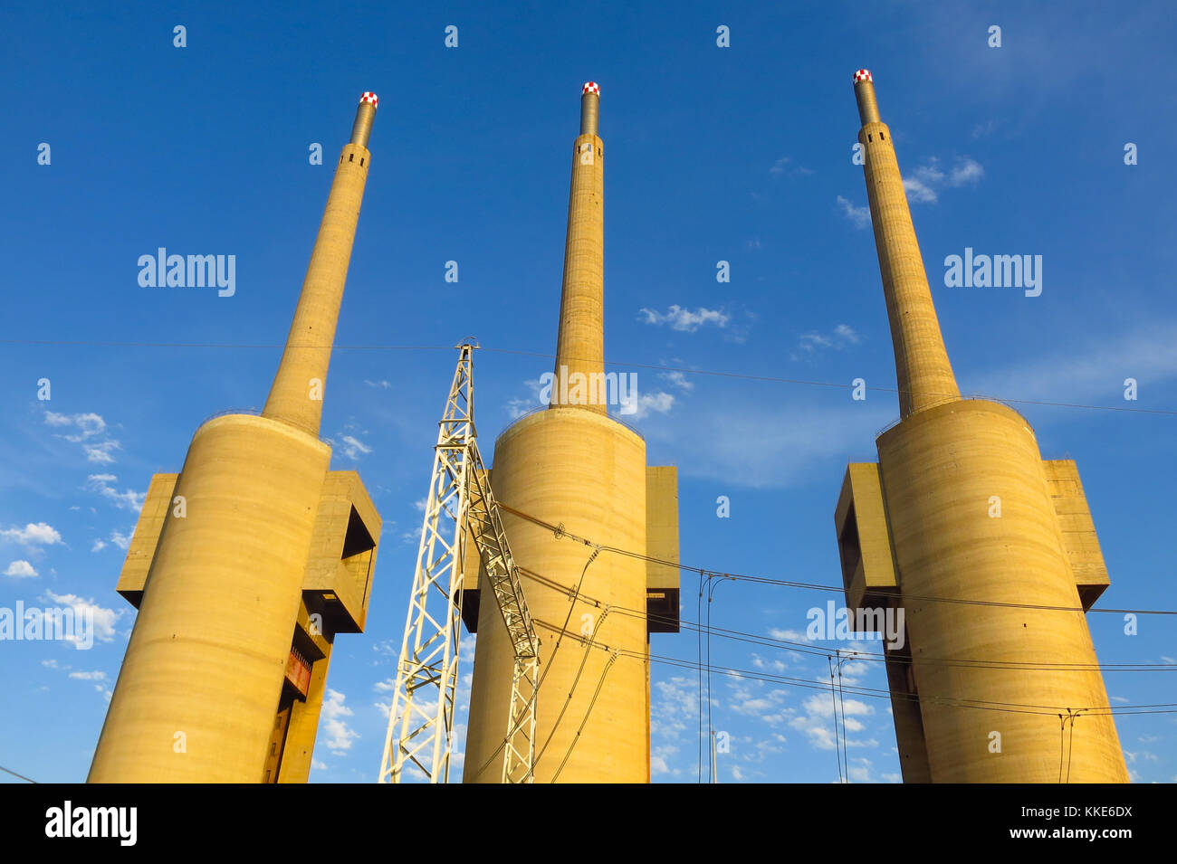 Old thermal power station of the Besos river, in Barcelona, from year ...