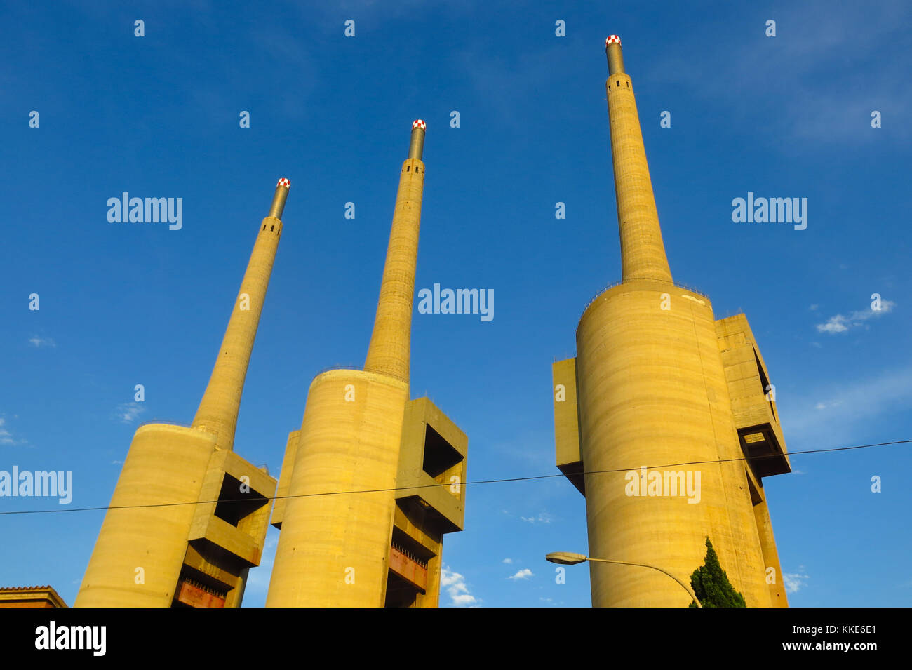 Old thermal power station of the Besos river, in Barcelona, from year ...