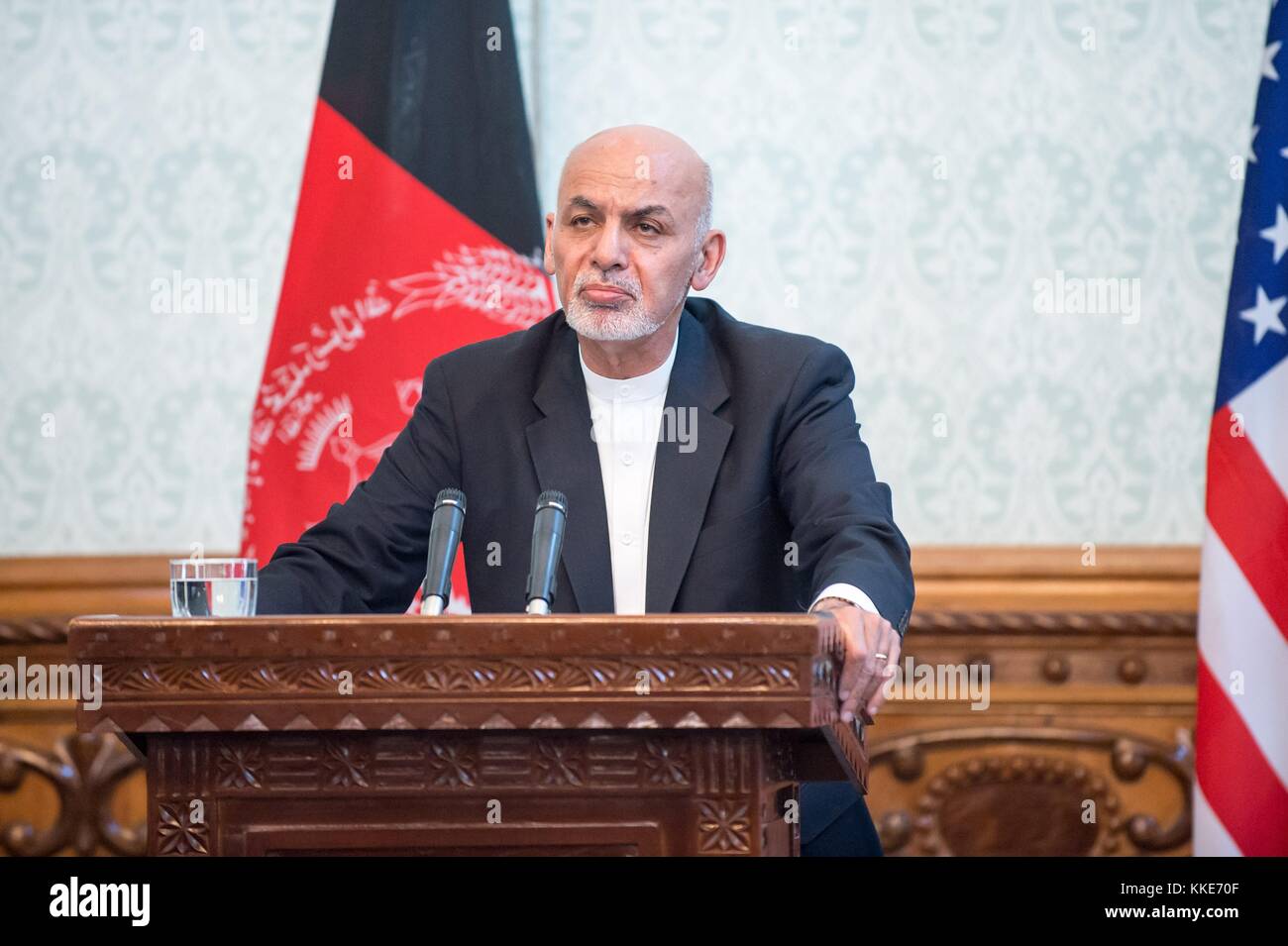 Afghan President Ashraf Ghani speaks during a press conference at the ...