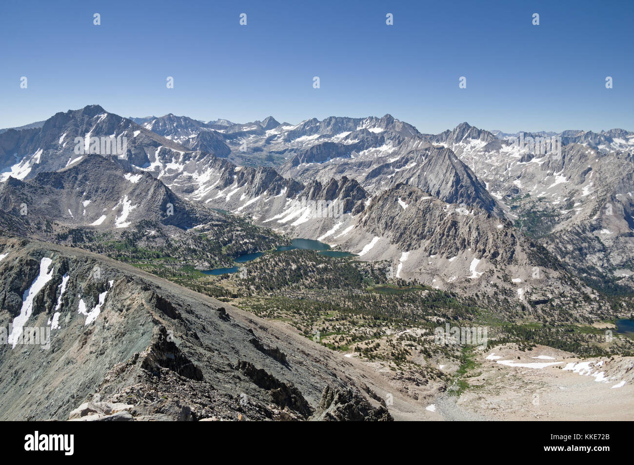 Sierra Nevada Mountain landscape from the summit of Falcor Peak looking ...