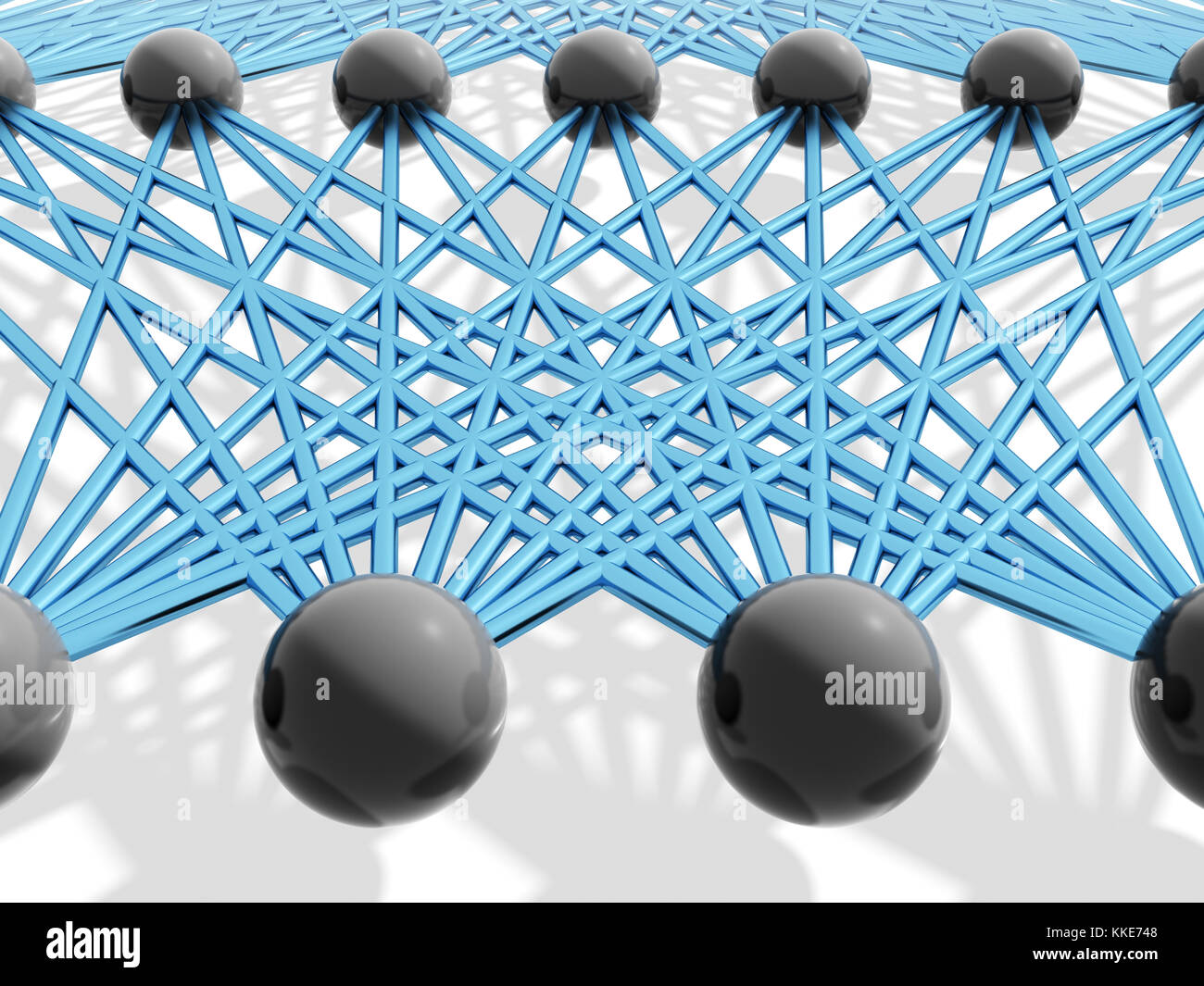 Artificial neural network structure fragment isolated on white, 3d ...