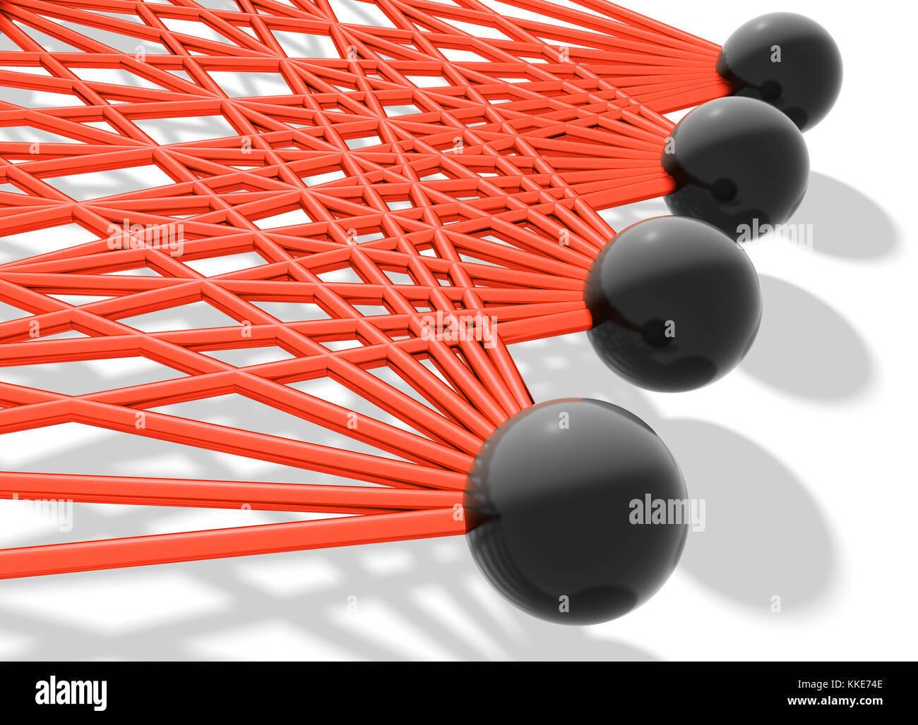 Artificial neural network, output layer isolated on white, 3d render ...