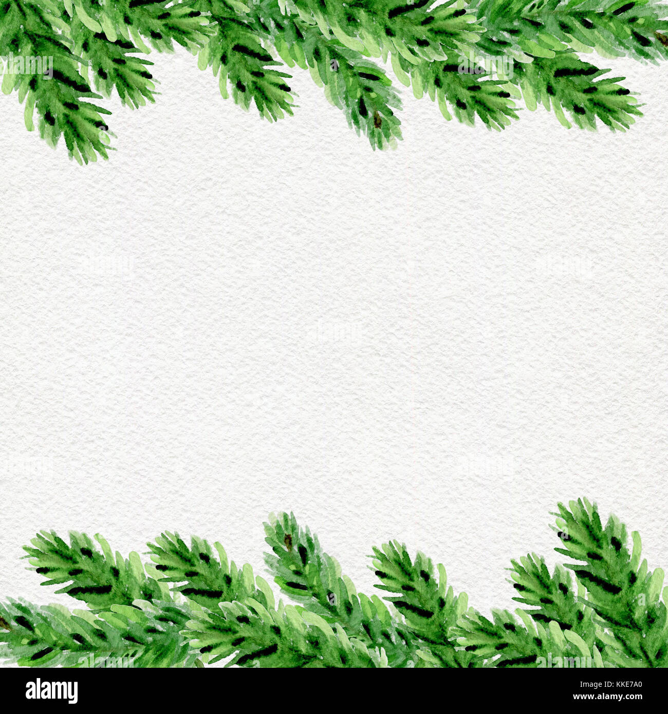 Hand drawn watercolor Christmas background with green fir branch Stock Photo - Alamy