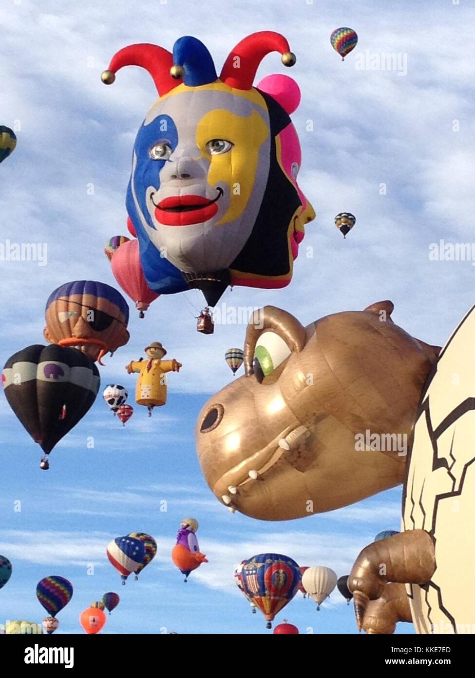 Hot air balloons ascend during the Albuquerque International Balloon ...