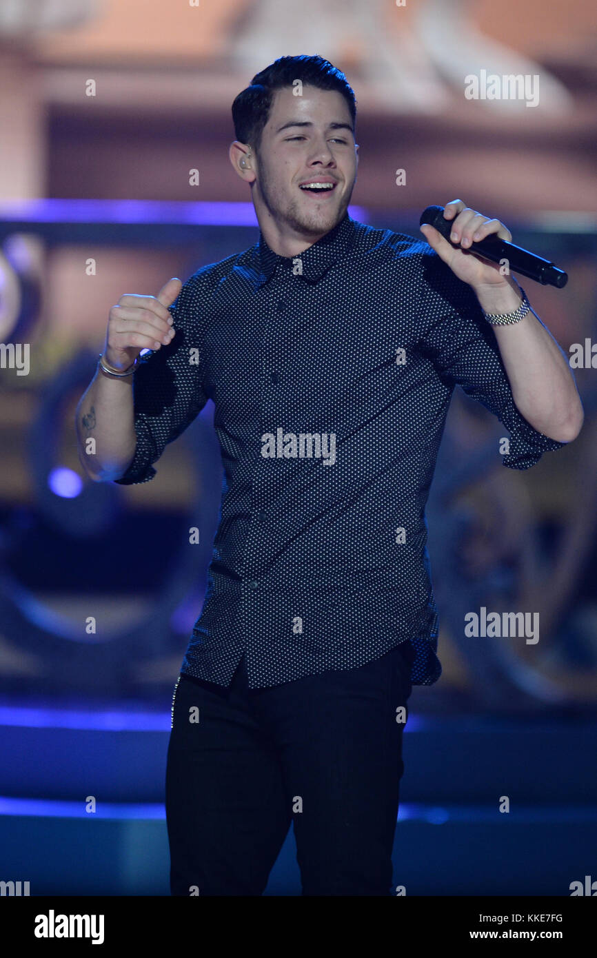 DORAL, FL - JANUARY 25: Nick Jonas on stage at the 63rd Annual Miss ...