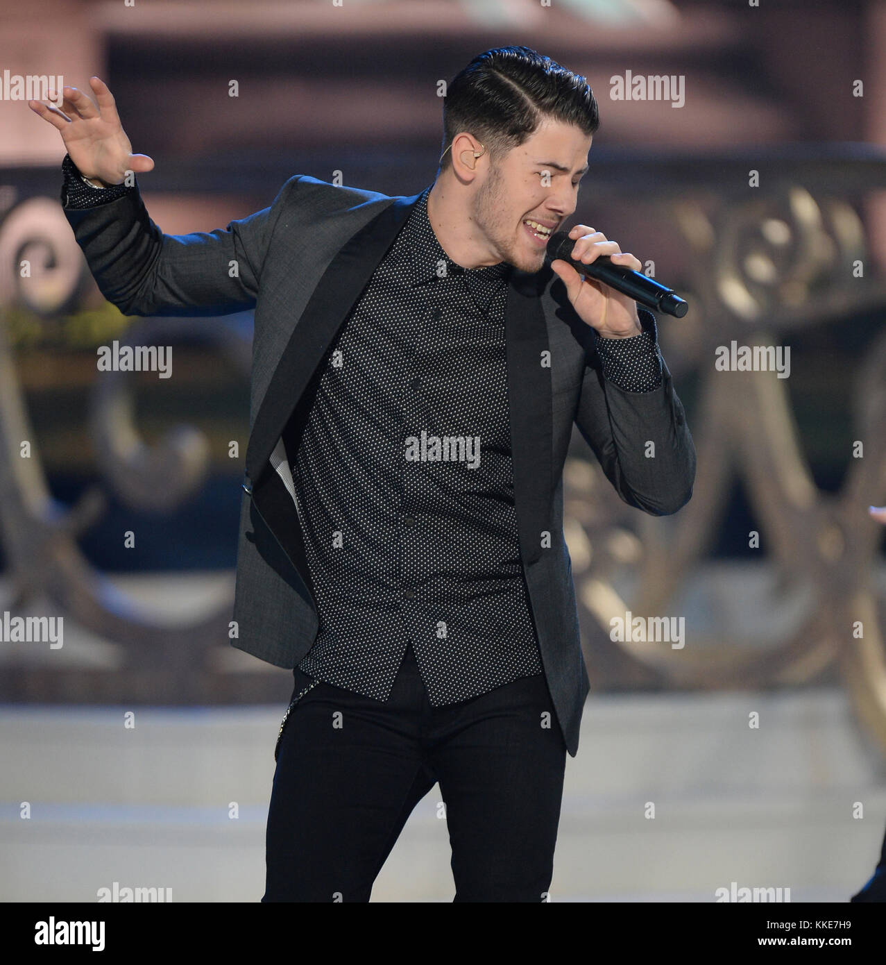 DORAL, FL - JANUARY 25: Nick Jonas on stage at the 63rd Annual Miss ...