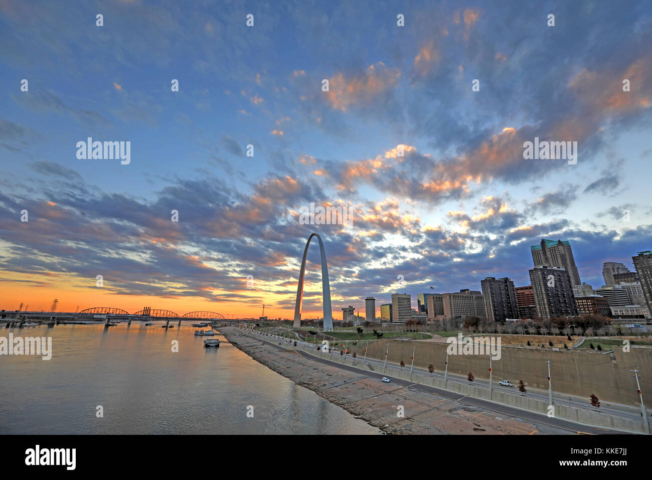 St. Louis, Missouri and the Gateway Arch from Eads Bridge Stock Photo ...