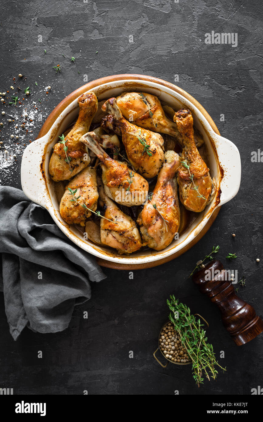 Baked chicken legs. top view Stock Photo - Alamy