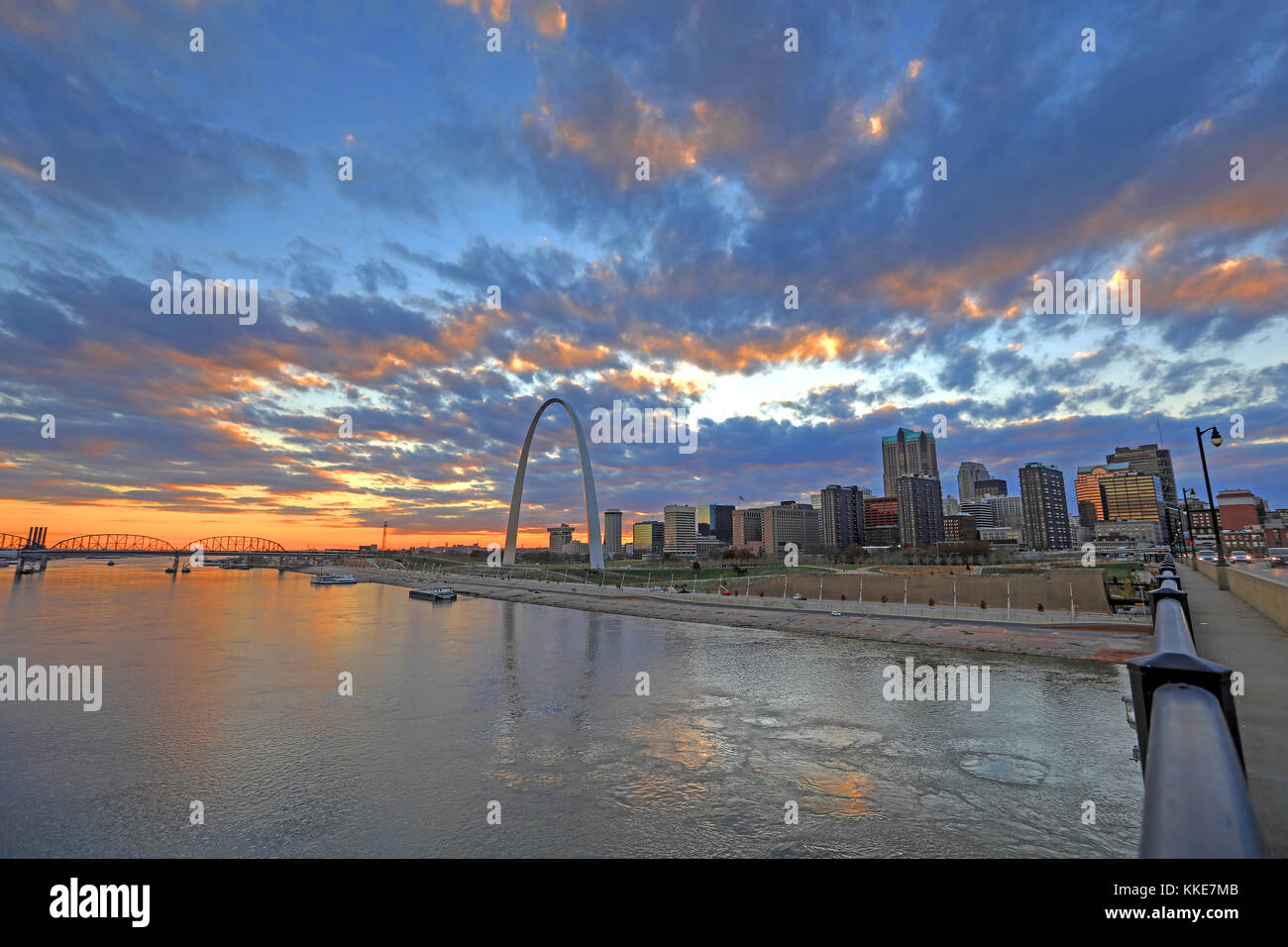 St. Louis, Missouri and the Gateway Arch from Eads Bridge Stock Photo ...