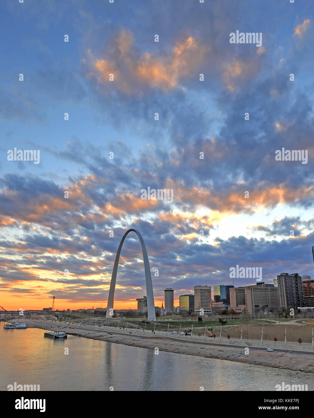 St. Louis, Missouri and the Gateway Arch from Eads Bridge Stock Photo ...