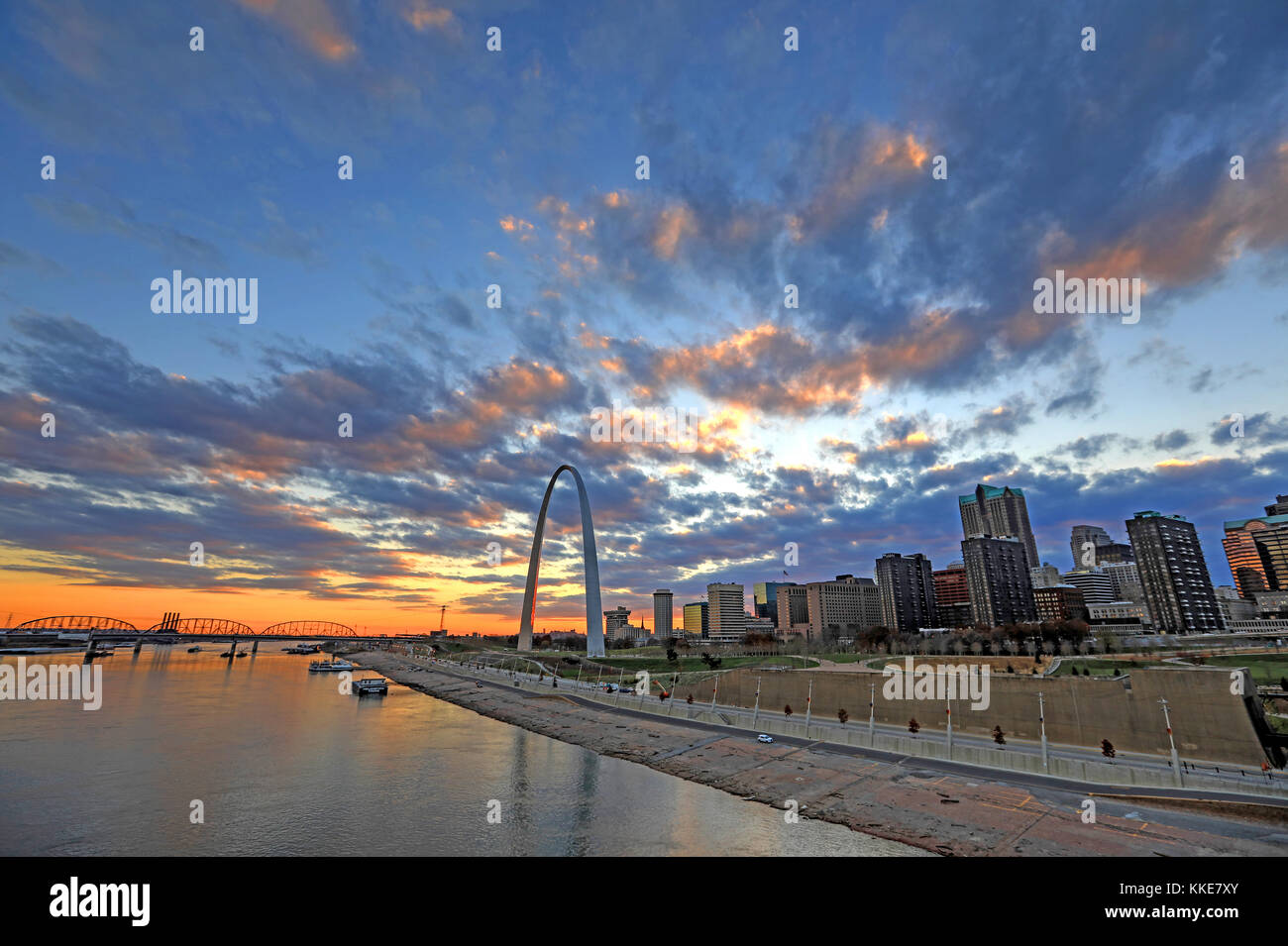 St. Louis, Missouri and the Gateway Arch from Eads Bridge Stock Photo ...