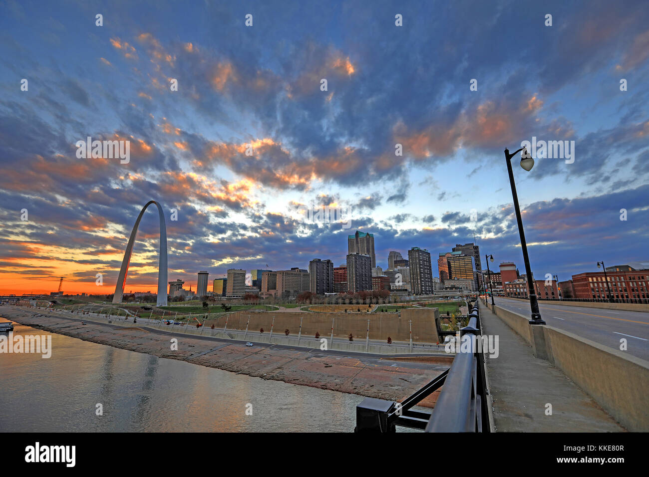 St. Louis, Missouri and the Gateway Arch from Eads Bridge Stock Photo ...