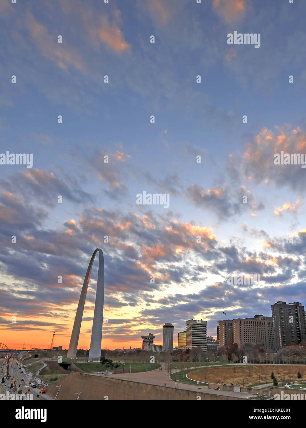 St. Louis, Missouri and the Gateway Arch from Eads Bridge Stock Photo ...