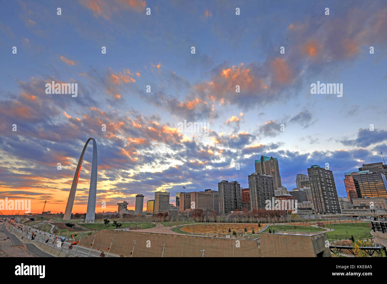 St. Louis, Missouri and the Gateway Arch from Eads Bridge Stock Photo ...