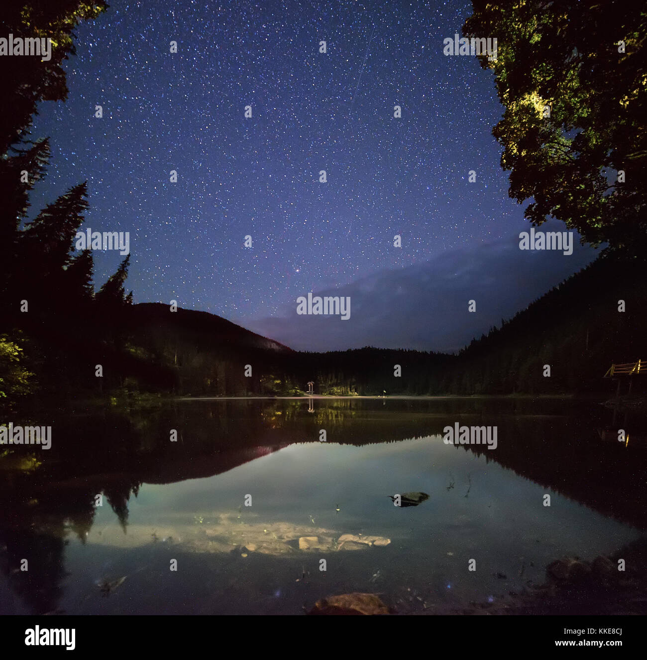 Mountain lake at night Stock Photo - Alamy