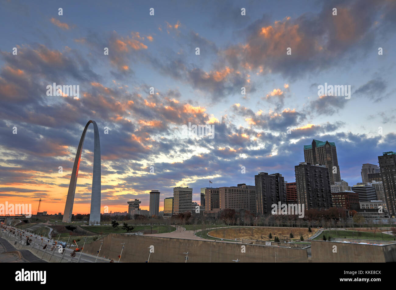 St. Louis, Missouri and the Gateway Arch from Eads Bridge Stock Photo ...