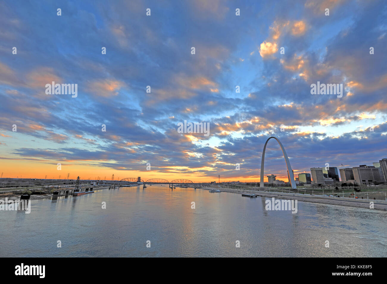 St. Louis, Missouri and the Gateway Arch from Eads Bridge Stock Photo ...