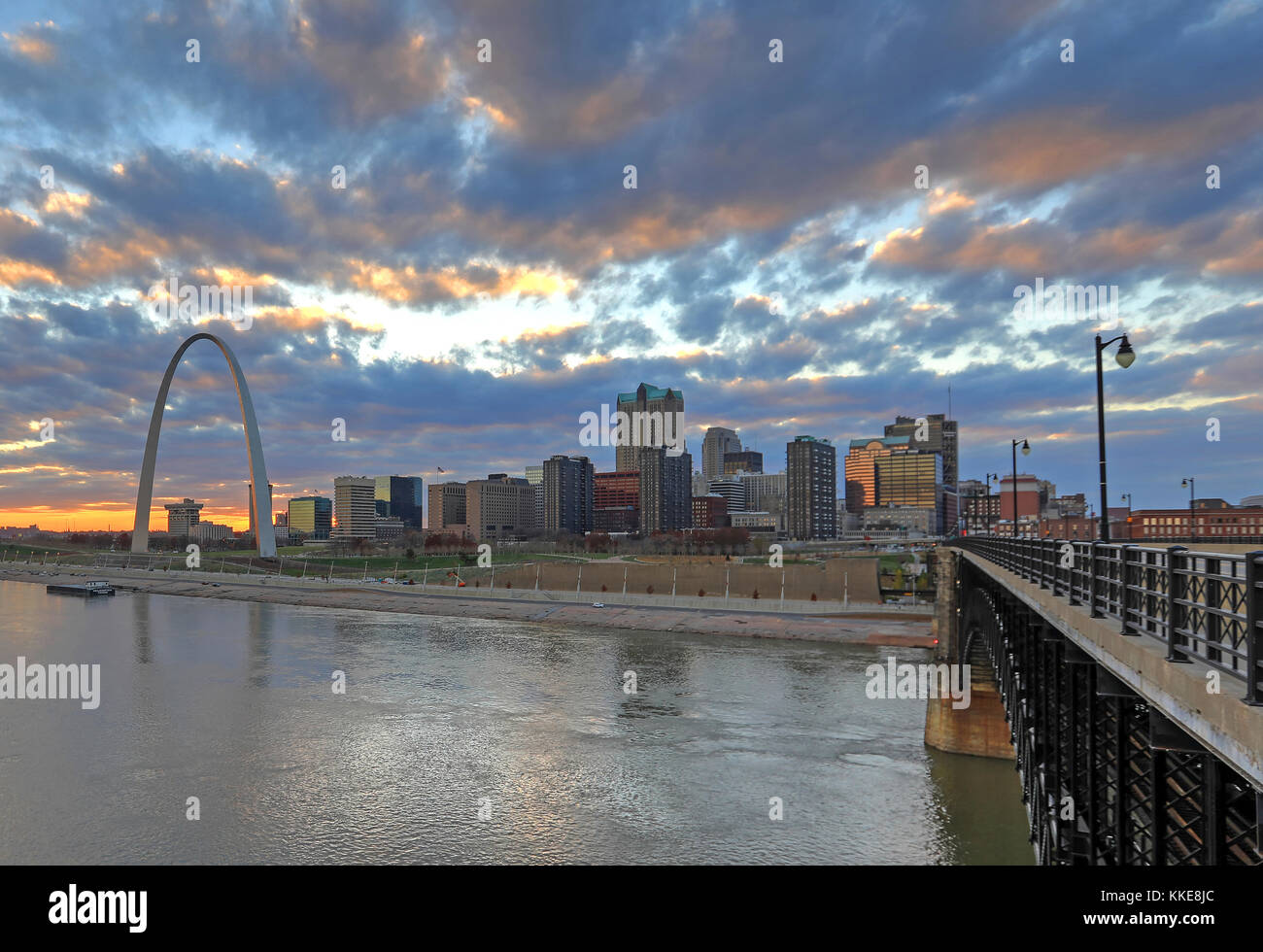 St. Louis, Missouri and the Gateway Arch from Eads Bridge Stock Photo ...