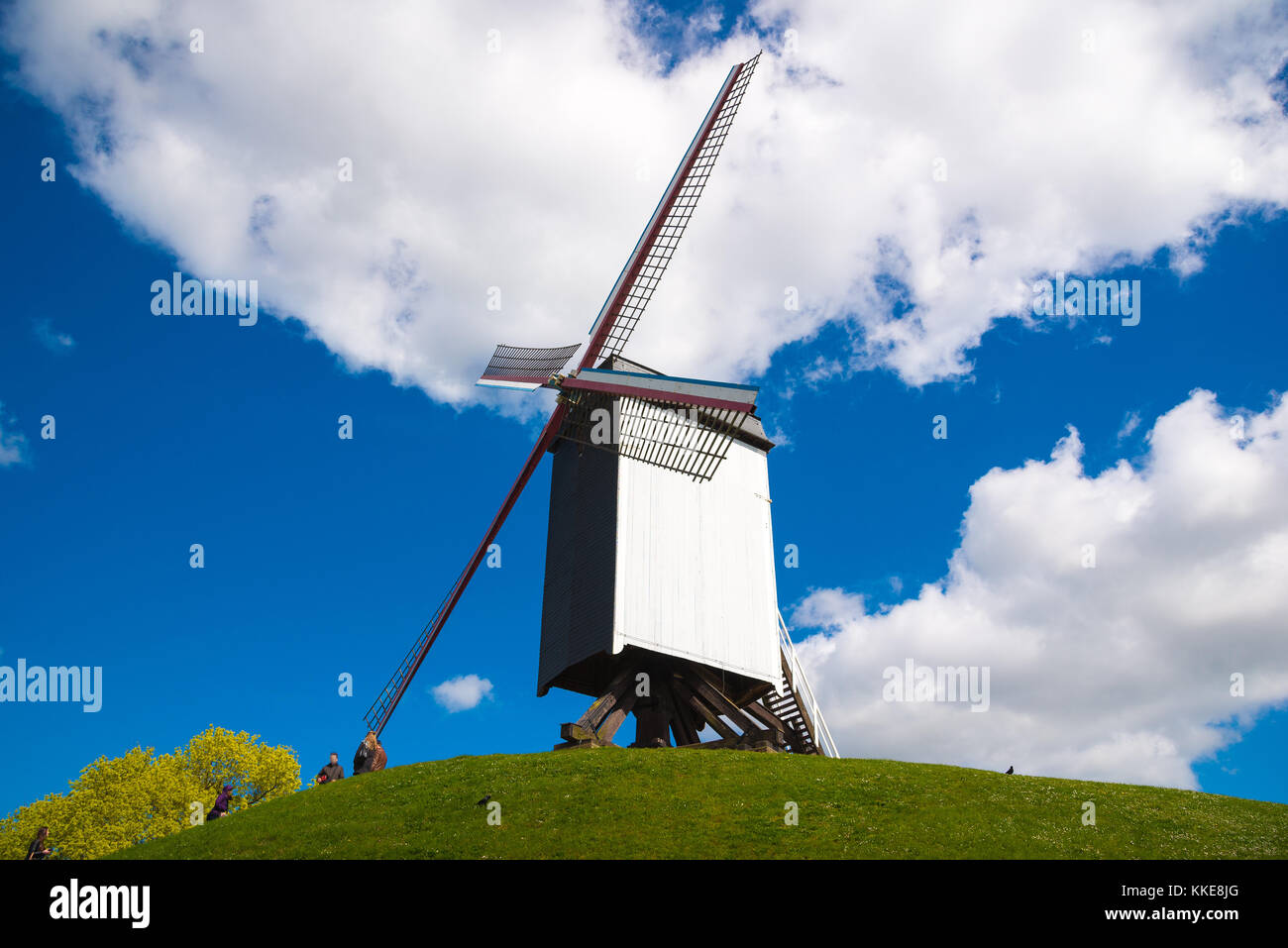 Traditional wooden old windmill in Bruges, Belgium Stock Photo - Alamy