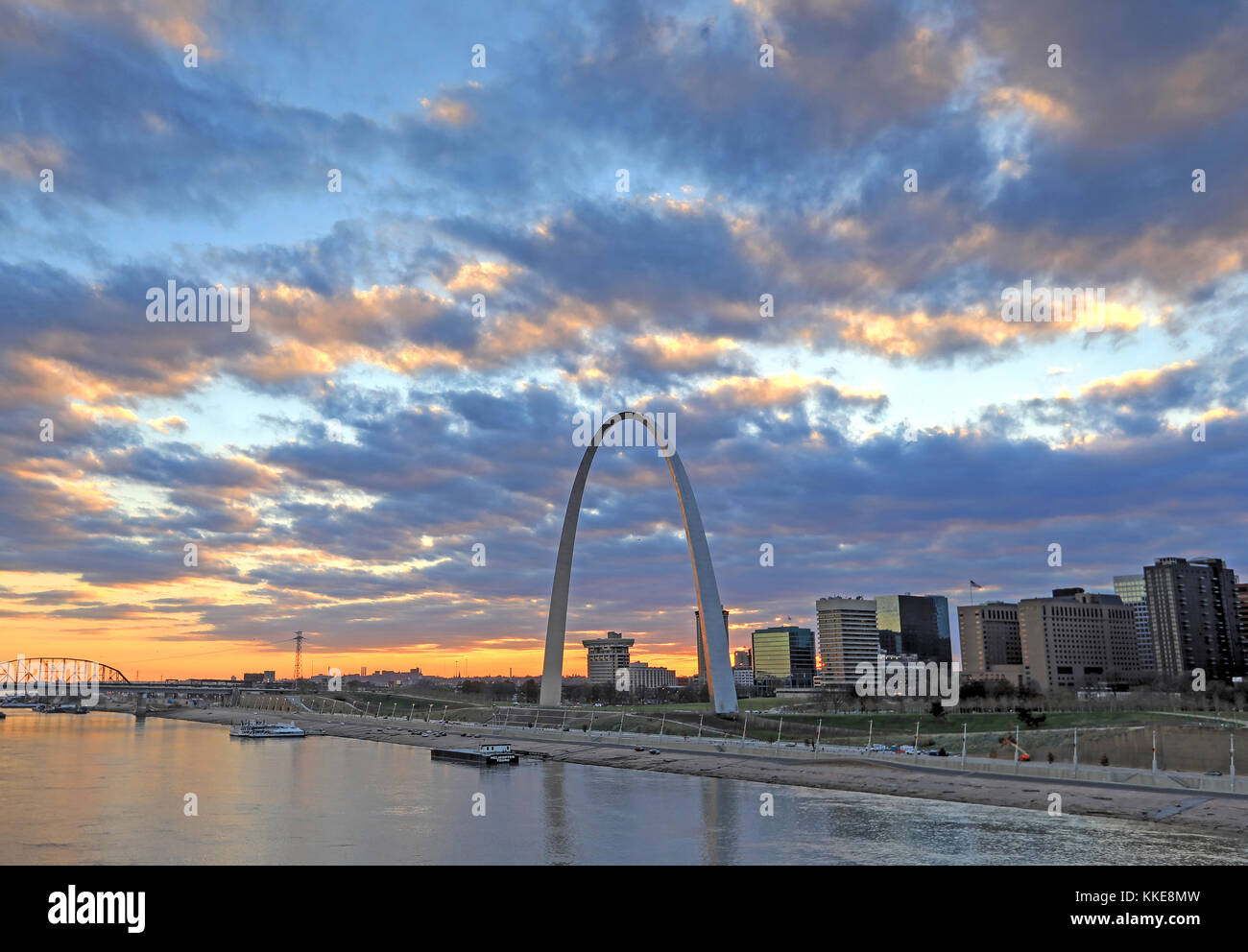 St. Louis, Missouri and the Gateway Arch from Eads Bridge Stock Photo ...