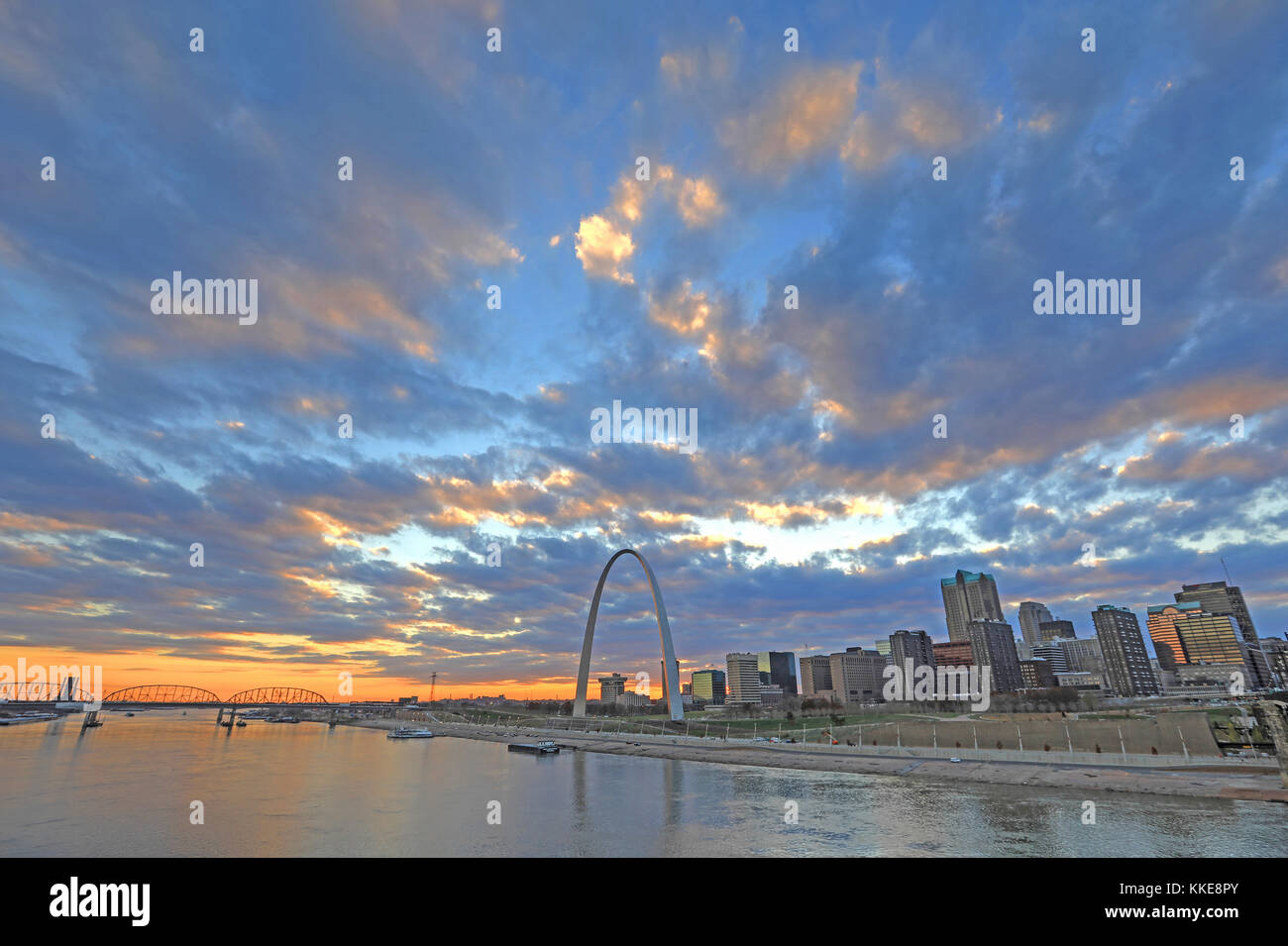St. Louis, Missouri and the Gateway Arch from Eads Bridge Stock Photo ...