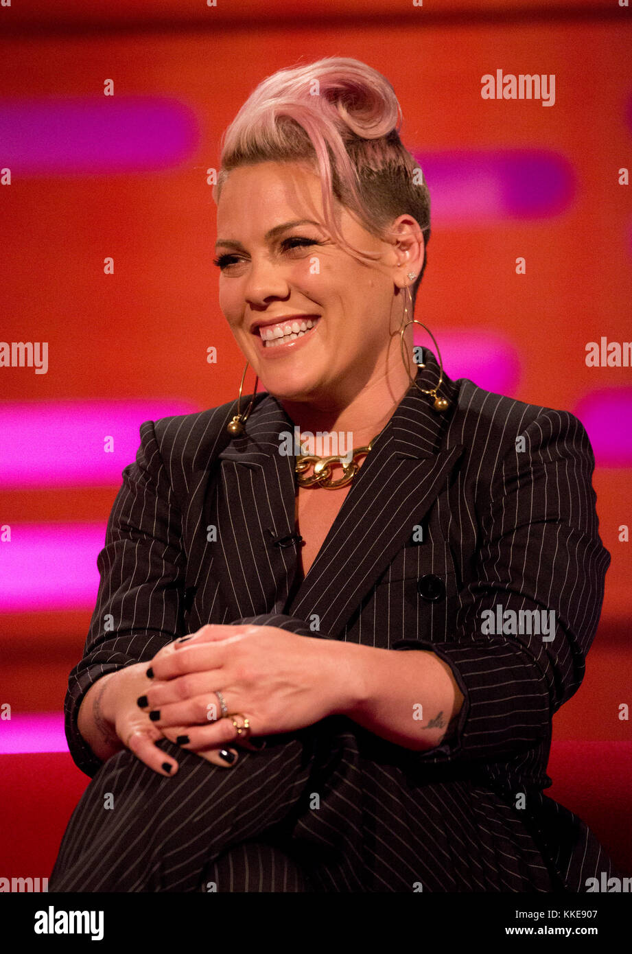 Pink during filming of the Graham Norton Show at The London Studios, to ...