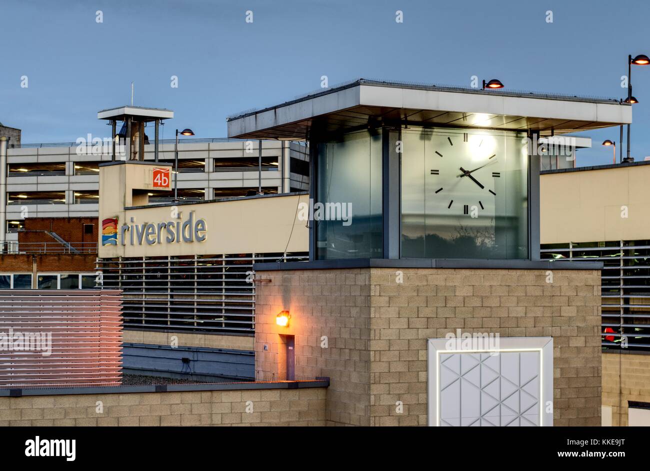 Clock and roof of Riverside Shopping Centre, Hemel Hempstead, taken at ...