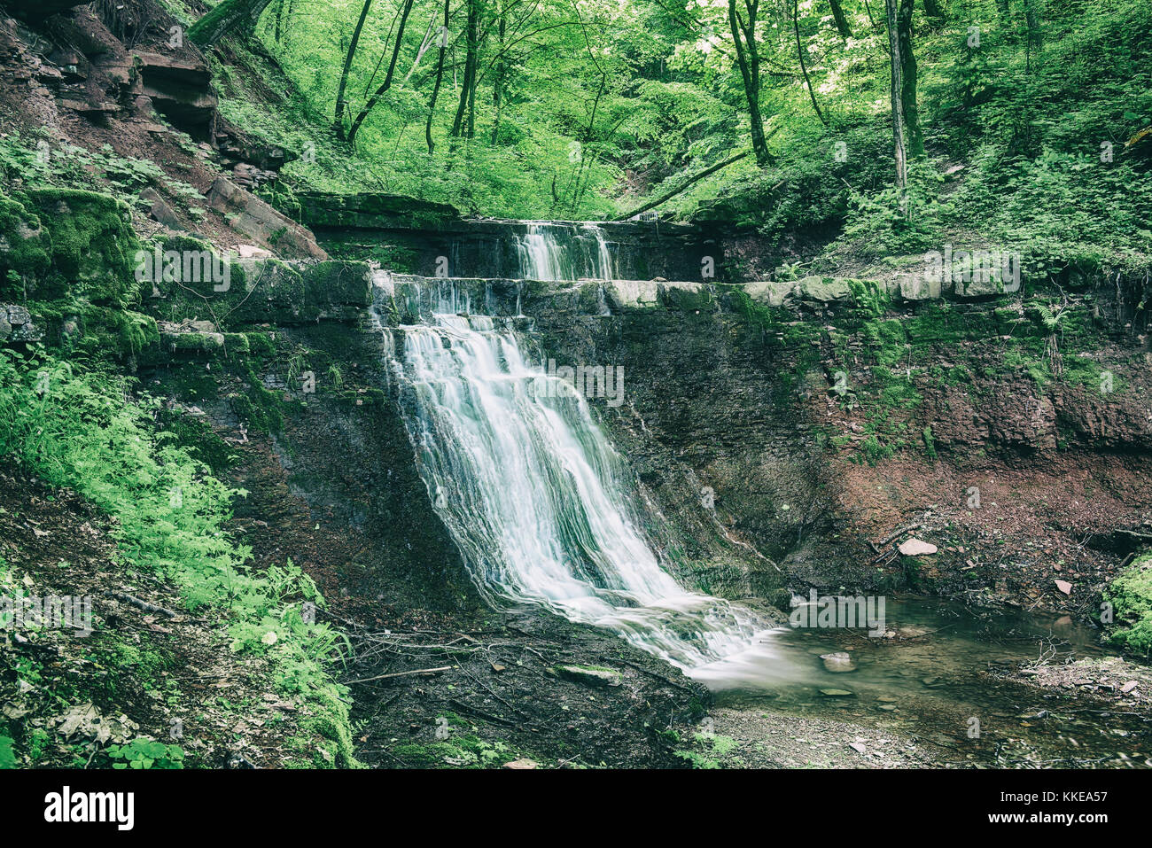 High mountain waterfall Stock Photo - Alamy