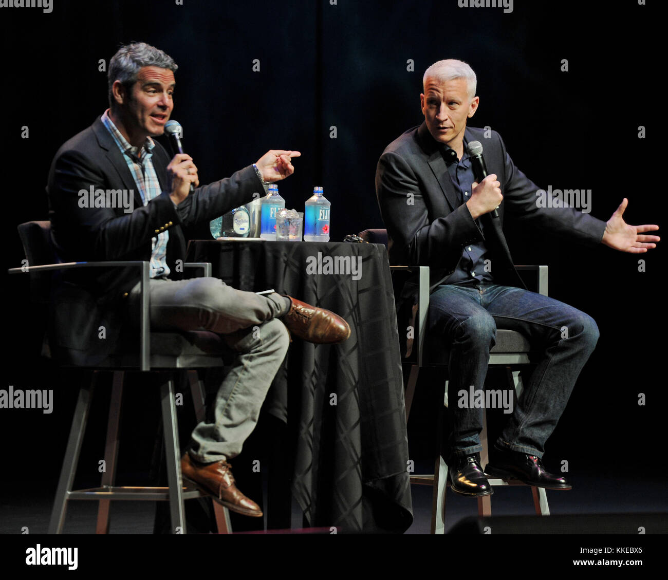 MIAMI BEACH, FL - APRIL 18: Andy Cohen and Anderson Cooper perform at ...