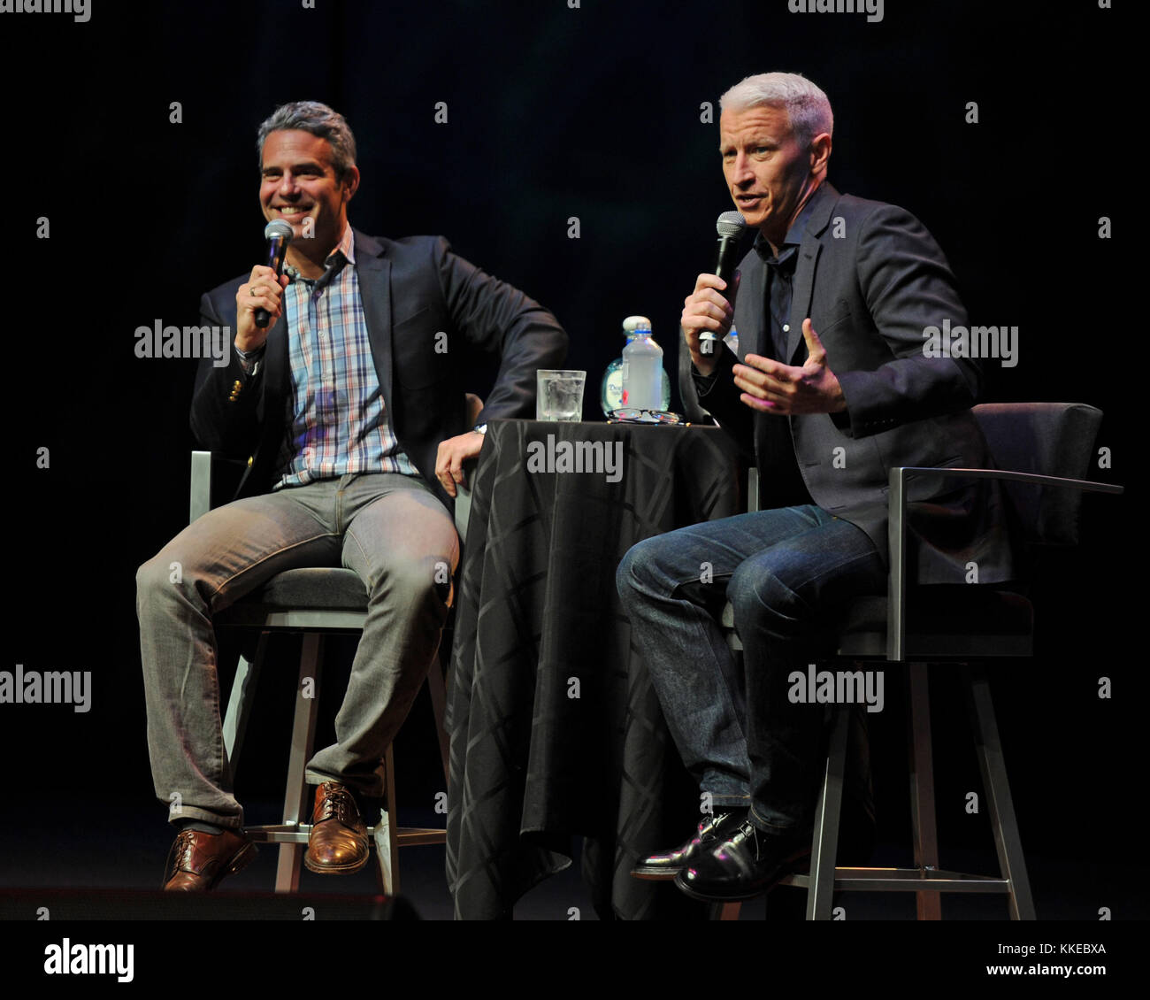 MIAMI BEACH, FL - APRIL 18: Andy Cohen and Anderson Cooper perform at ...