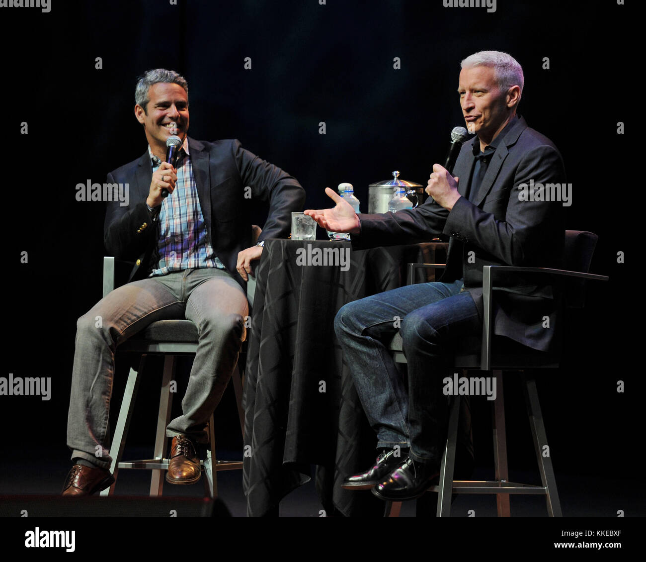 MIAMI BEACH, FL - APRIL 18: Andy Cohen and Anderson Cooper perform at ...
