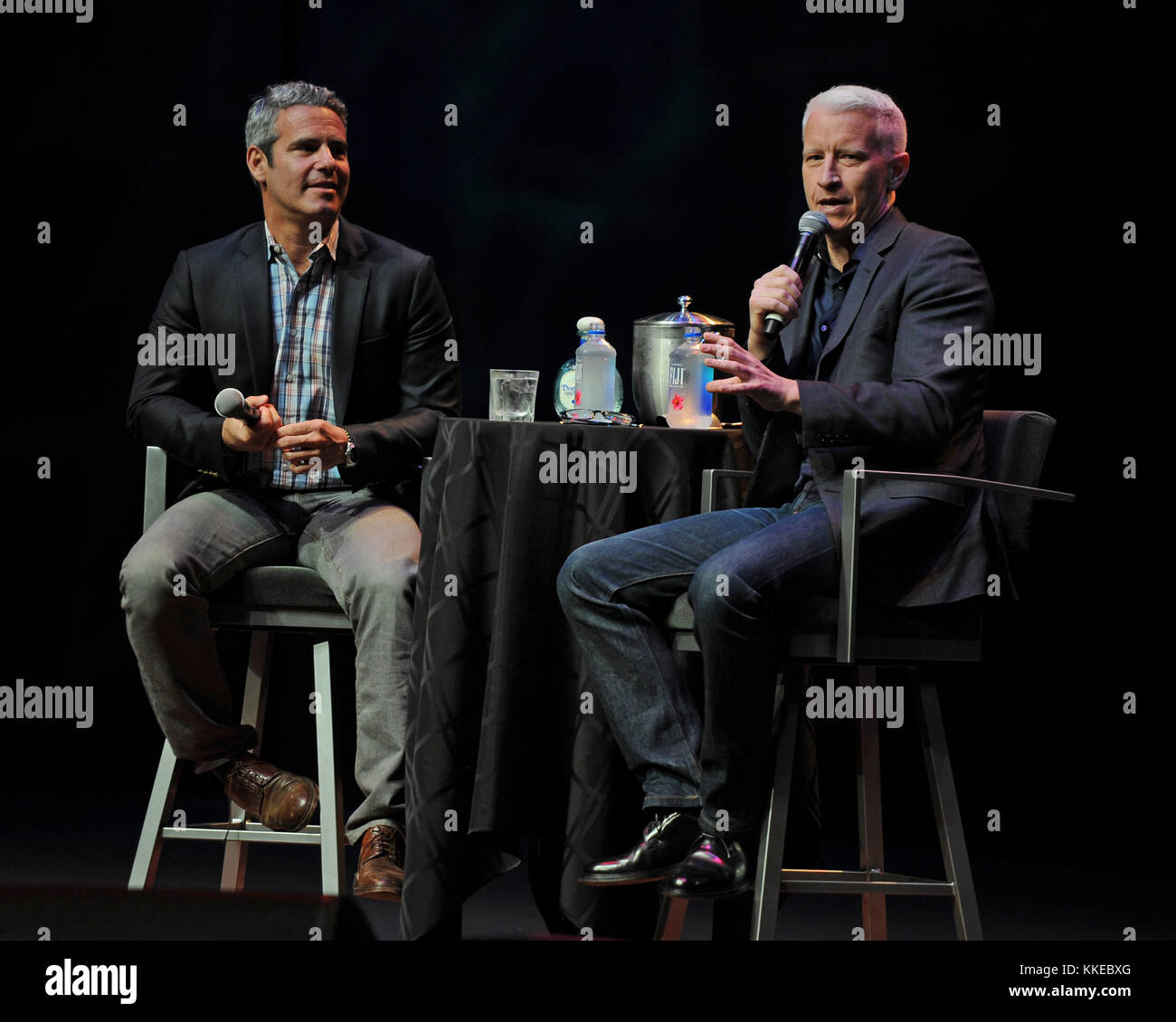 MIAMI BEACH, FL - APRIL 18: Andy Cohen and Anderson Cooper perform at ...