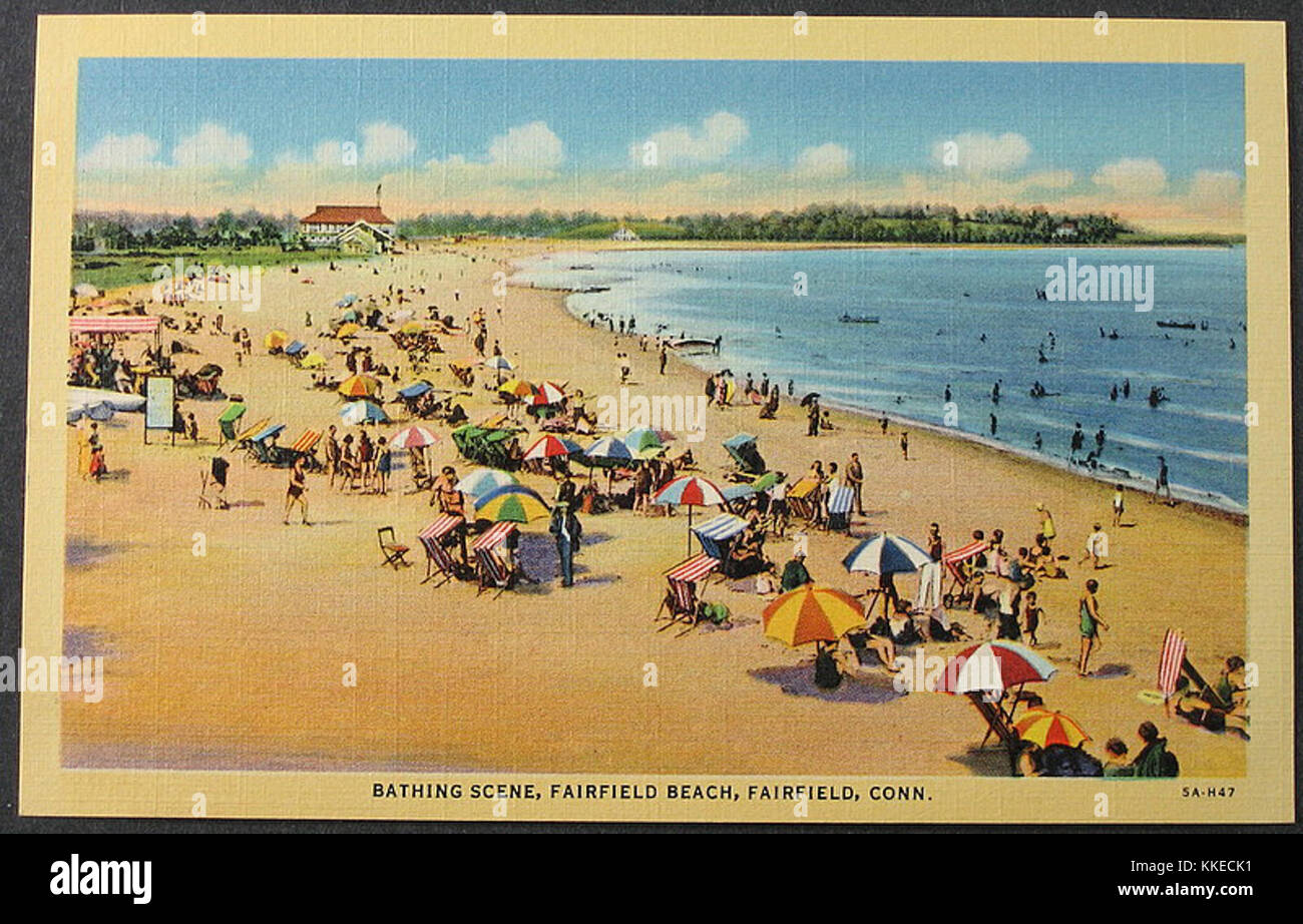 Fairfield Beach Connecticut Postcard 1930s or 1940s Stock Photo - Alamy