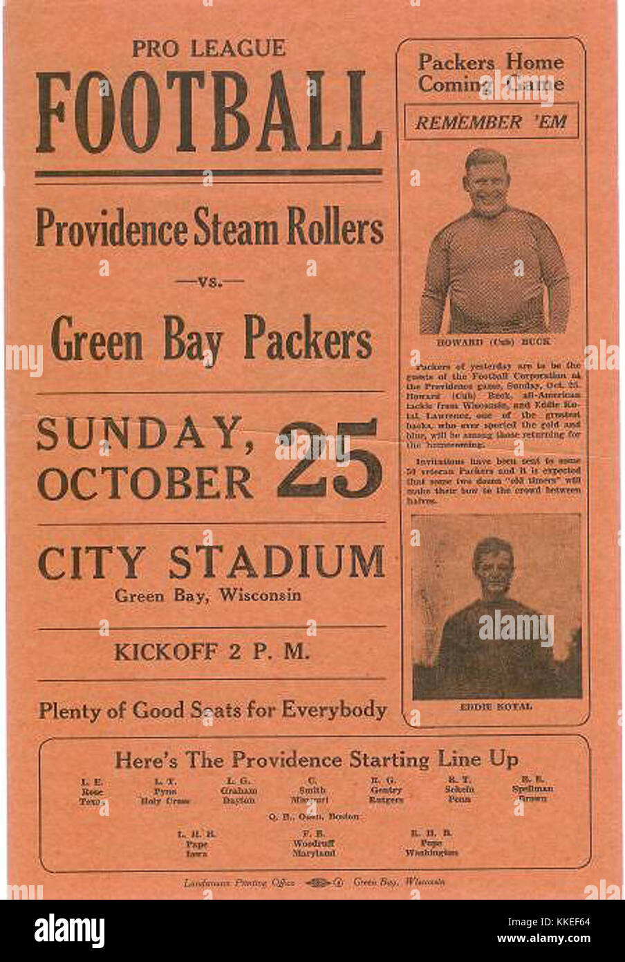 Packers v Steamrollers Stock Photo - Alamy