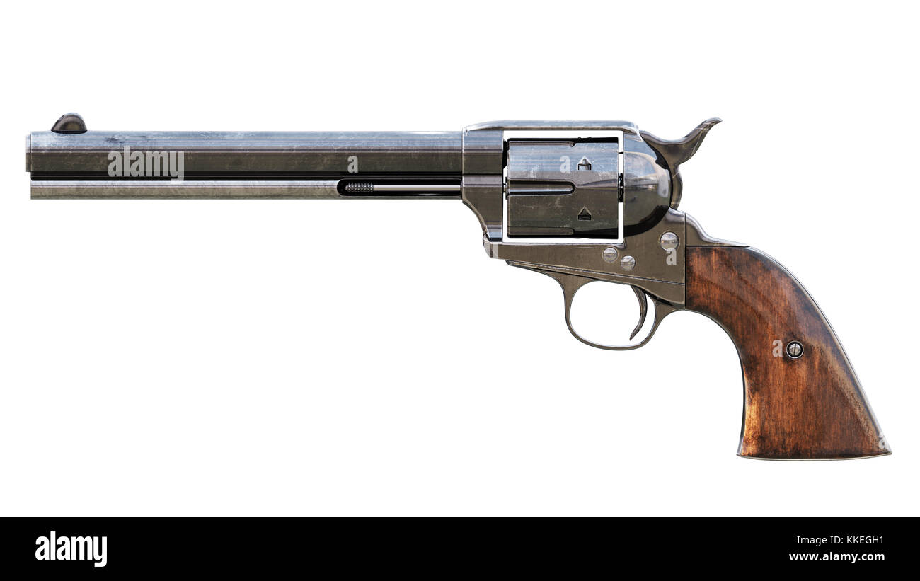 Vintage revolver isolated. 3D render Stock Photo - Alamy