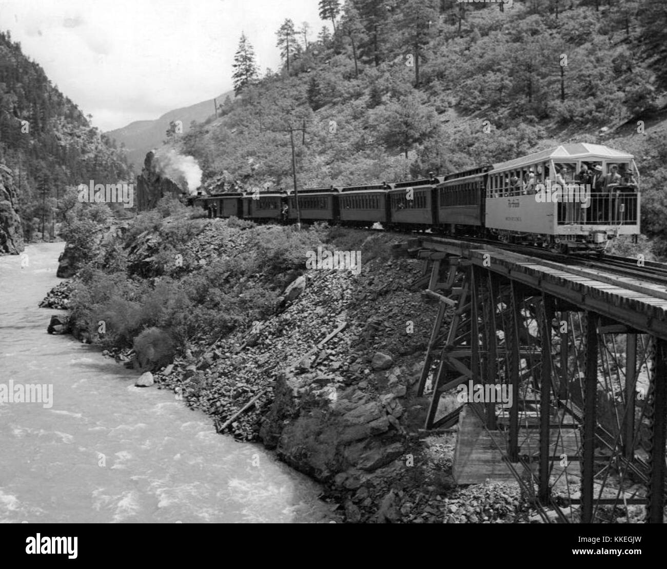 The Silverton, a luxury train, is captured in this image with its ...