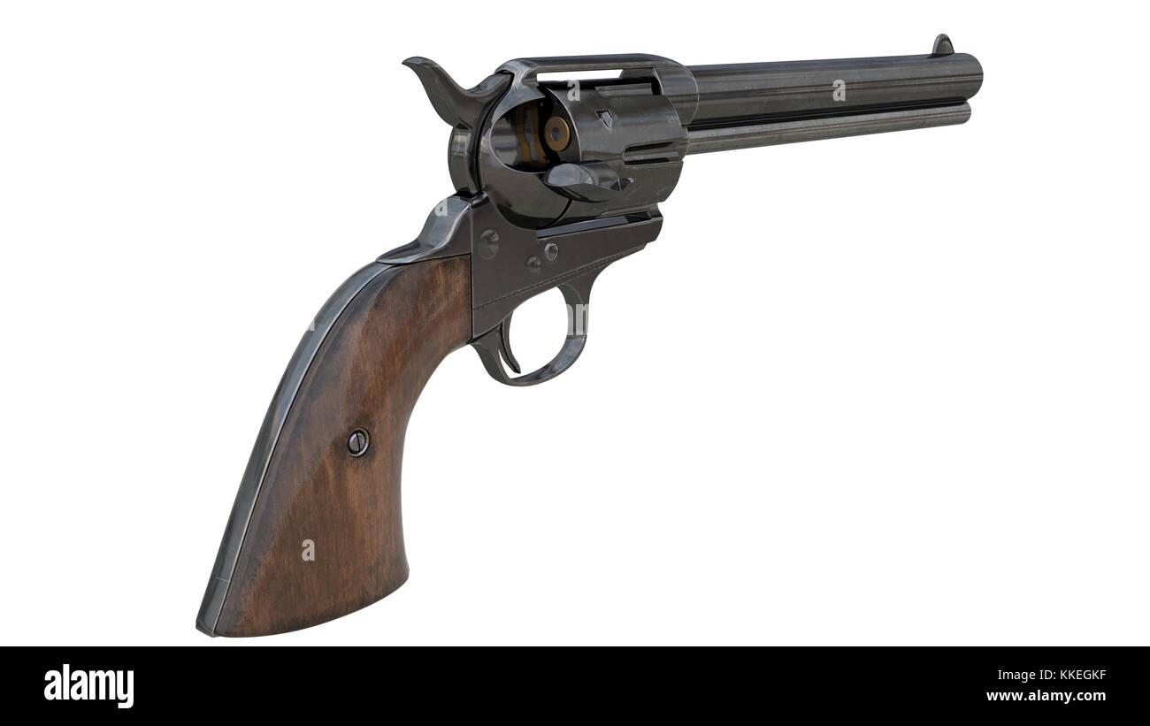 Vintage revolver isolated. 3D render Stock Photo - Alamy